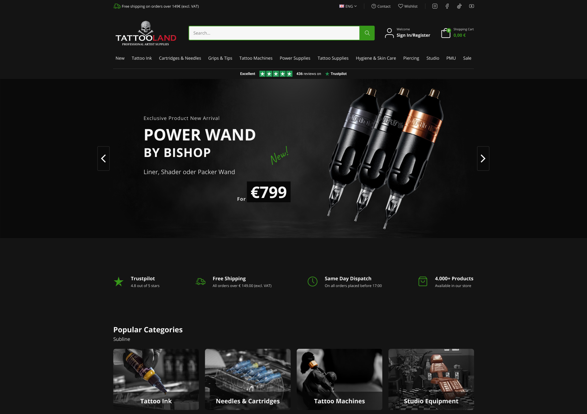 Tattoo Online Shop für Tätowierer | The Artists Choice | Tattooland